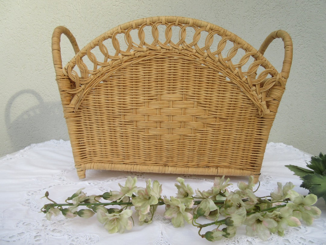 Wicker Magazine Rack Wicker Square Basket Natural Light Color Wicker ...