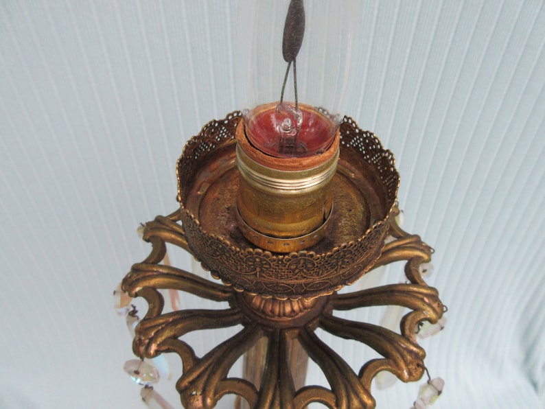 Antique Lamp Vintage Heavy Fancy Ornate Tall Metal Electric Table Lamp ...