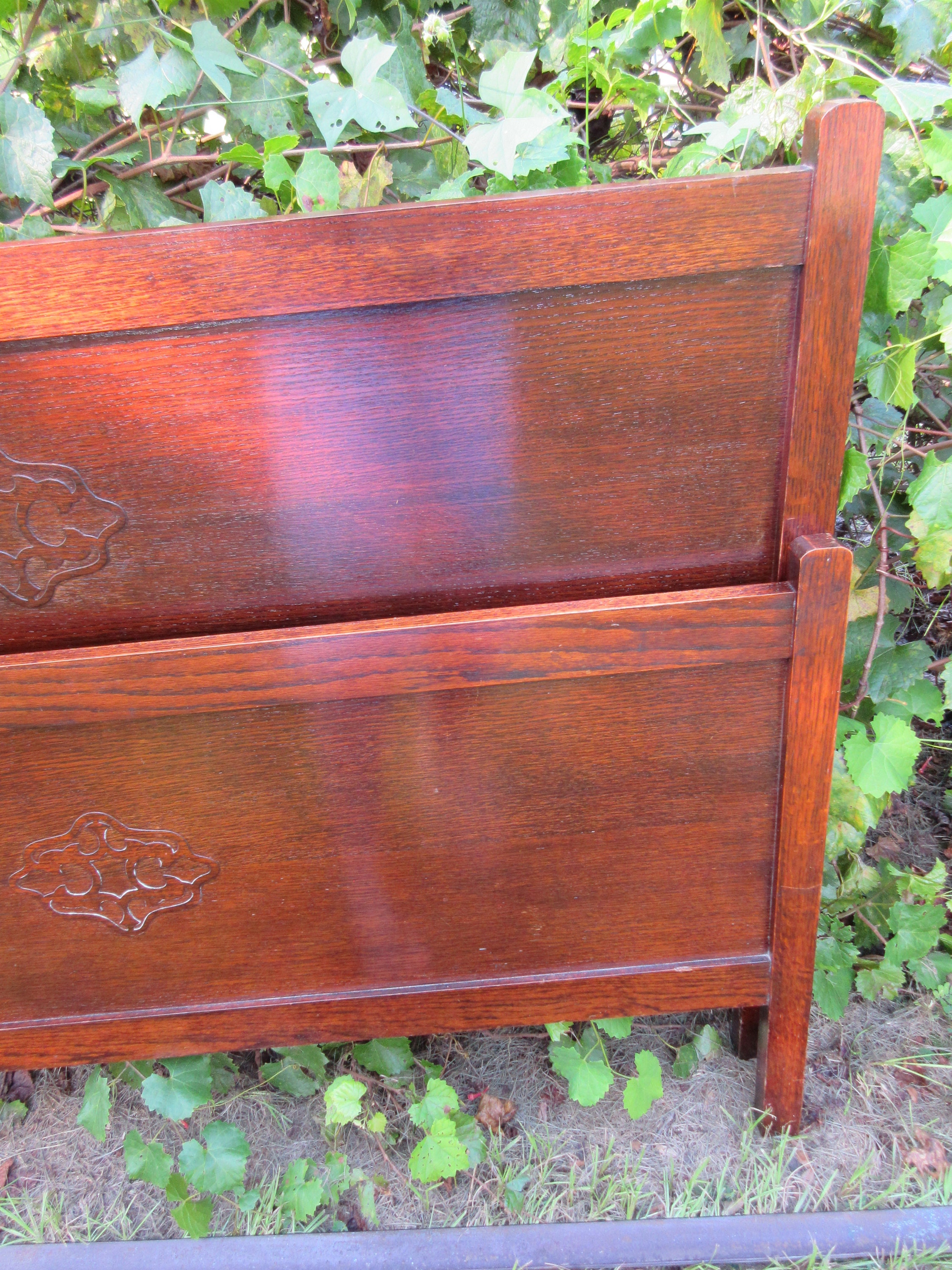Antique Bed English Wood Bed Standard Full Double Headboard Footboard ...