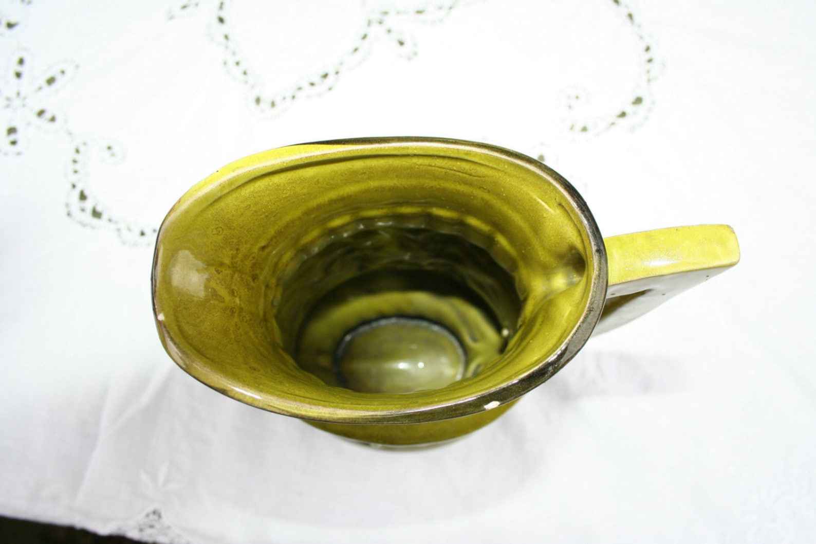 Pitcher Vase Utensil Holder Ceramic Green Vintage Avocado Green Grape ...