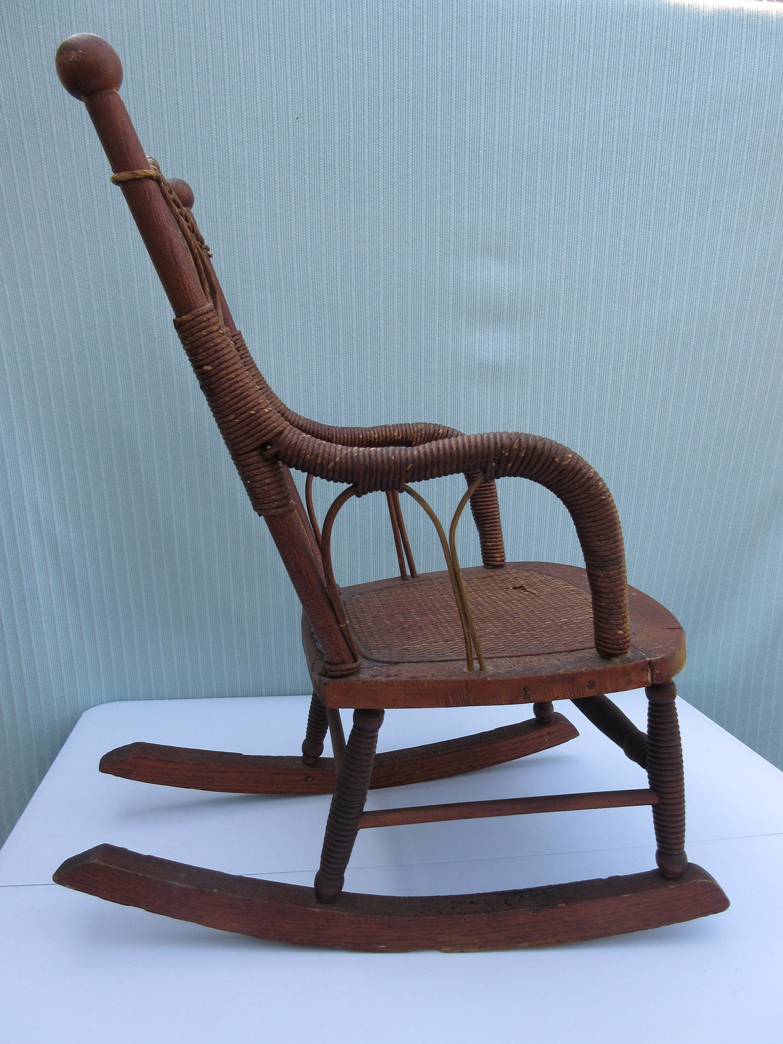 Child's Rocking Chair Rocker Antique Vintage Sturdy Wood & | Etsy