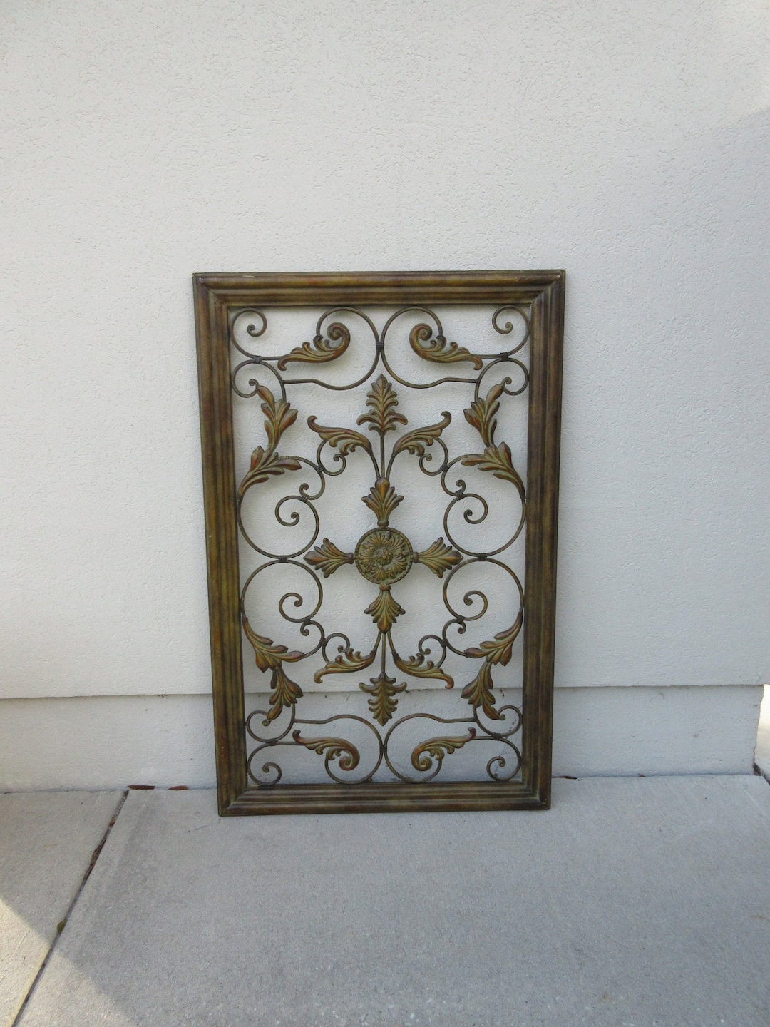 Metal Scrolled Fancy Wall Hanging 44x28 Framed Vintage Large Scroll ...