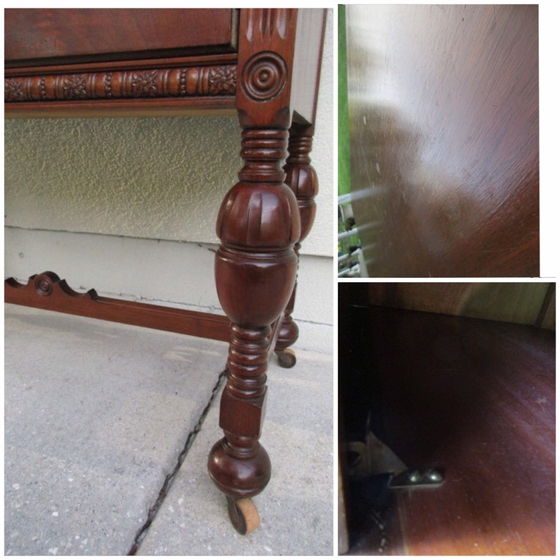 Antique Liquor Cabinet Wine Cellarette Fancy Carving Carve Vintage ...