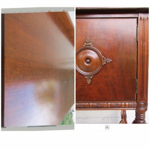 Antique Liquor Cabinet Wine Cellarette Fancy Carving Carve Vintage ...