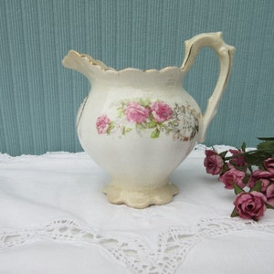 Antique Vintage Small Pitcher Pink Roses Gold Designs Creamer Cream ...