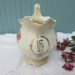 Antique Vintage Small Pitcher Pink Roses Gold Designs Creamer Cream ...