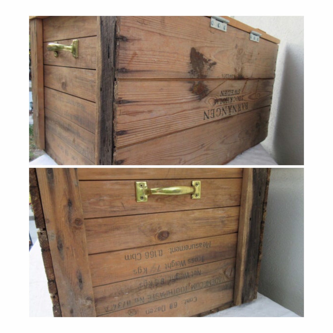 Vintage Large Wood Chest Trunk Locker Crate Wood Box With - Etsy