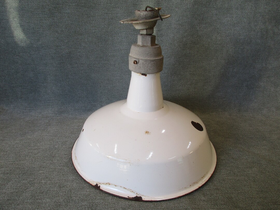Vintage Barn Light Farm Light Enamel Over Metal Hanging Light Country ...