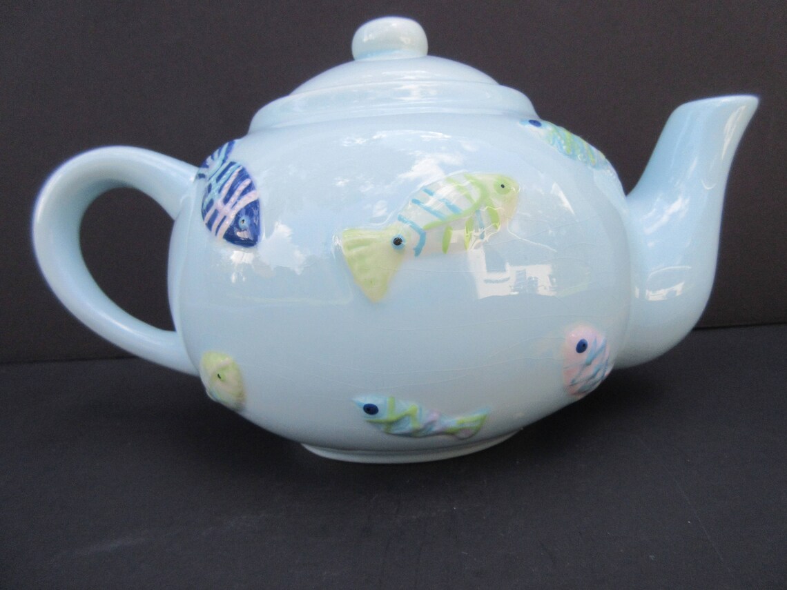 Tea Pot teapot fish Vintage La Dolce Vita Oceans of Fun | Etsy