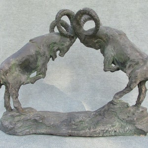 Vintage Austin Ram Statue 22 X 17" Heavy 25 Lb Figurine Rams Fighting ...