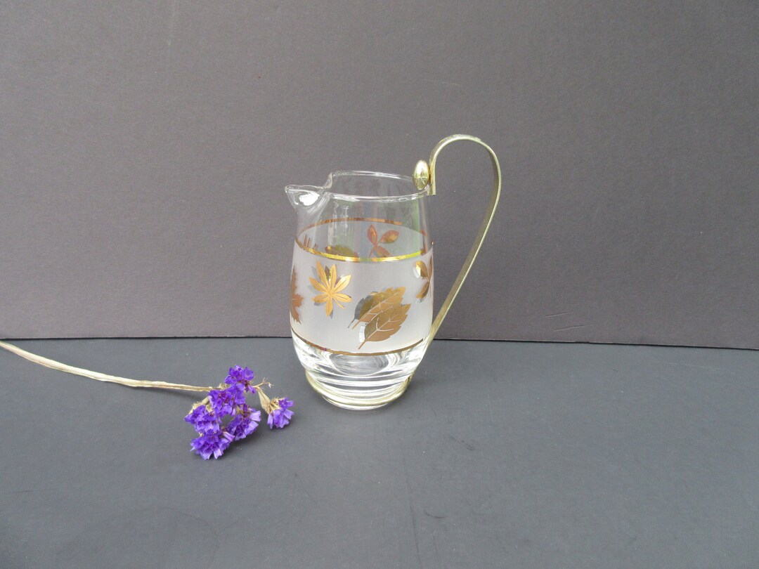 Libbey Small Pitcher Gold Vintage Clear Glass Milk Juice Breakfast ...