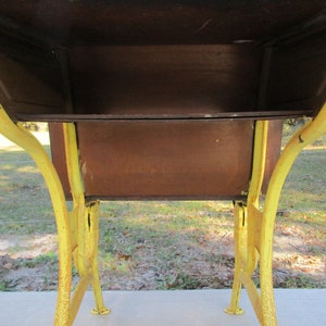Antique Old School Desk Bench Seat Wood Seat & Desk Top on Sturdy Metal ...
