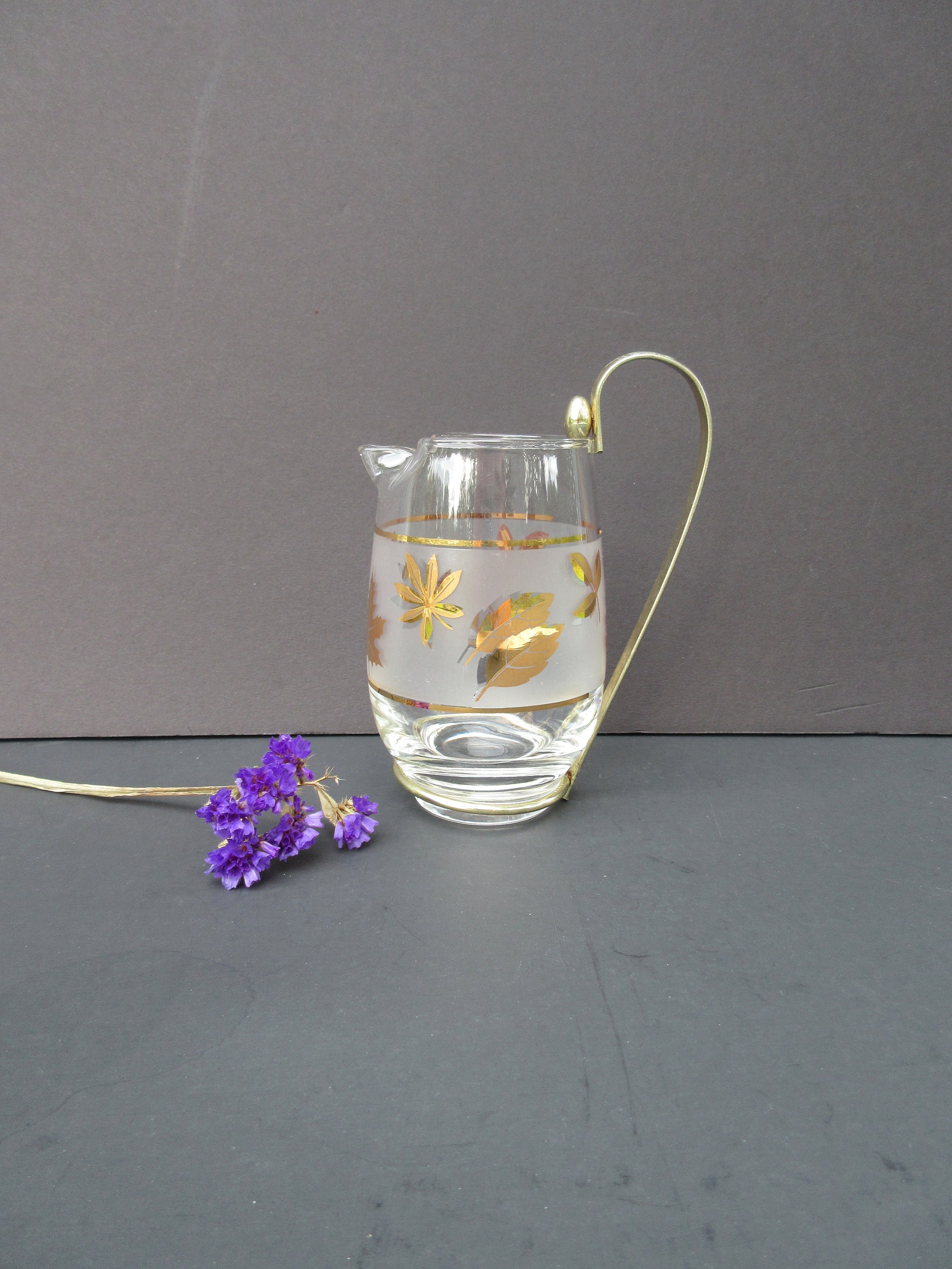 Libbey Small Pitcher Gold Vintage Clear Glass Milk Juice | Etsy