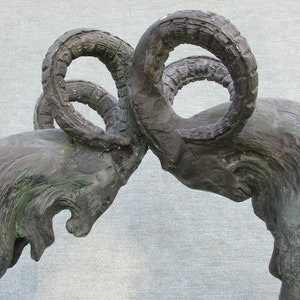 Vintage Austin Ram Statue 22 X 17" Heavy 25 Lb Figurine Rams Fighting ...