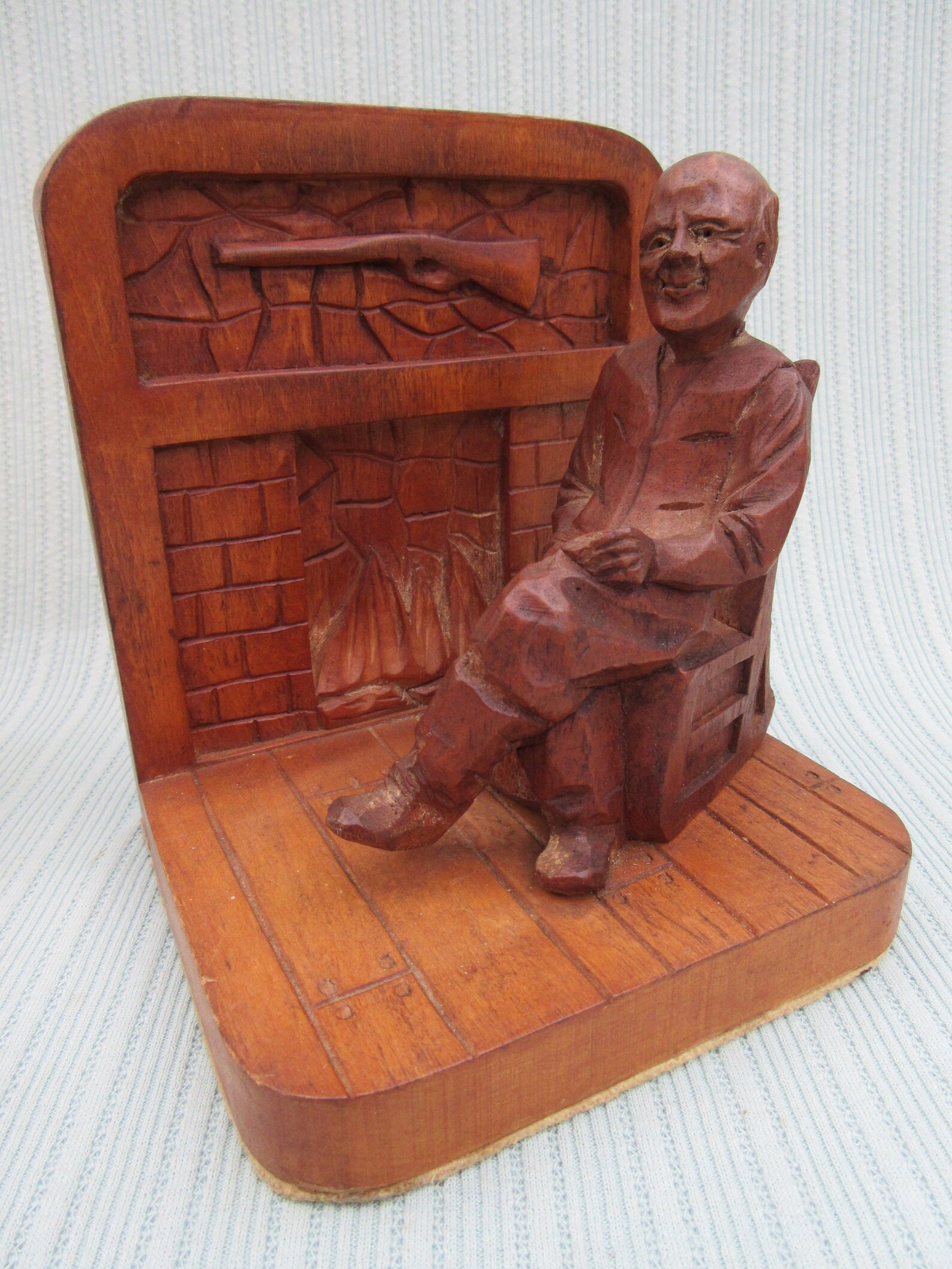 Book Ends Vintage Old Man & Woman Bookends Medium Dark Rich | Etsy