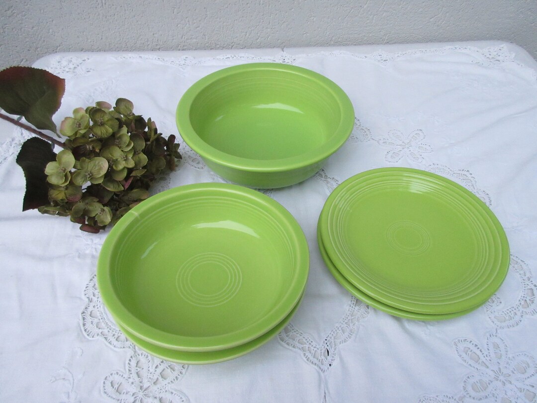 Fiesta Ware Green Chartreuse Five Pieces Sandwich Salad Plates Soup ...