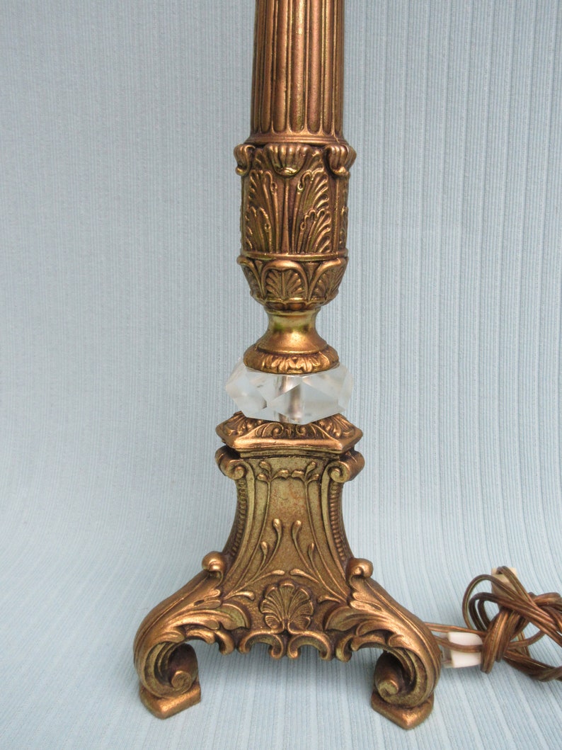 Antique Lamp Vintage Heavy Fancy Ornate Tall Metal Electric Table Lamp ...