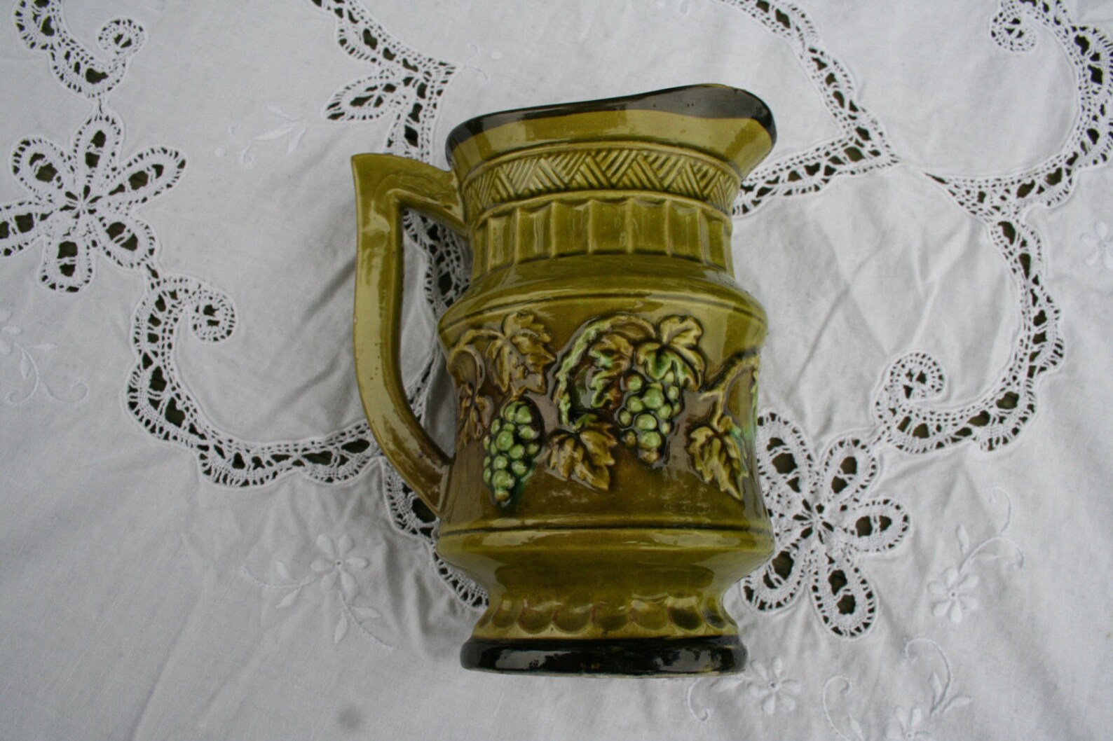 Pitcher Vase Utensil Holder Ceramic Green Vintage Avocado - Etsy