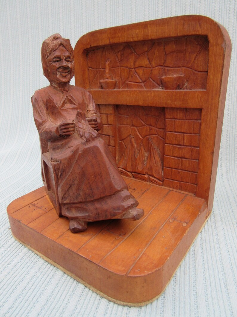 Book Ends Vintage Old Man & Woman Bookends Medium Dark Rich | Etsy