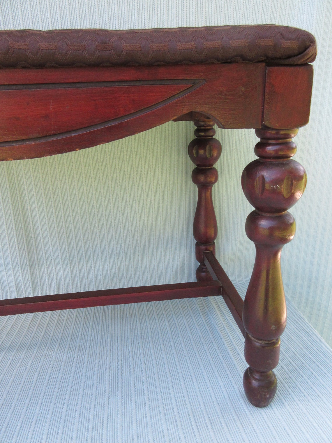 Bench Antique Vintage Spindled Detailed Legs Possibly Mahogany | Etsy