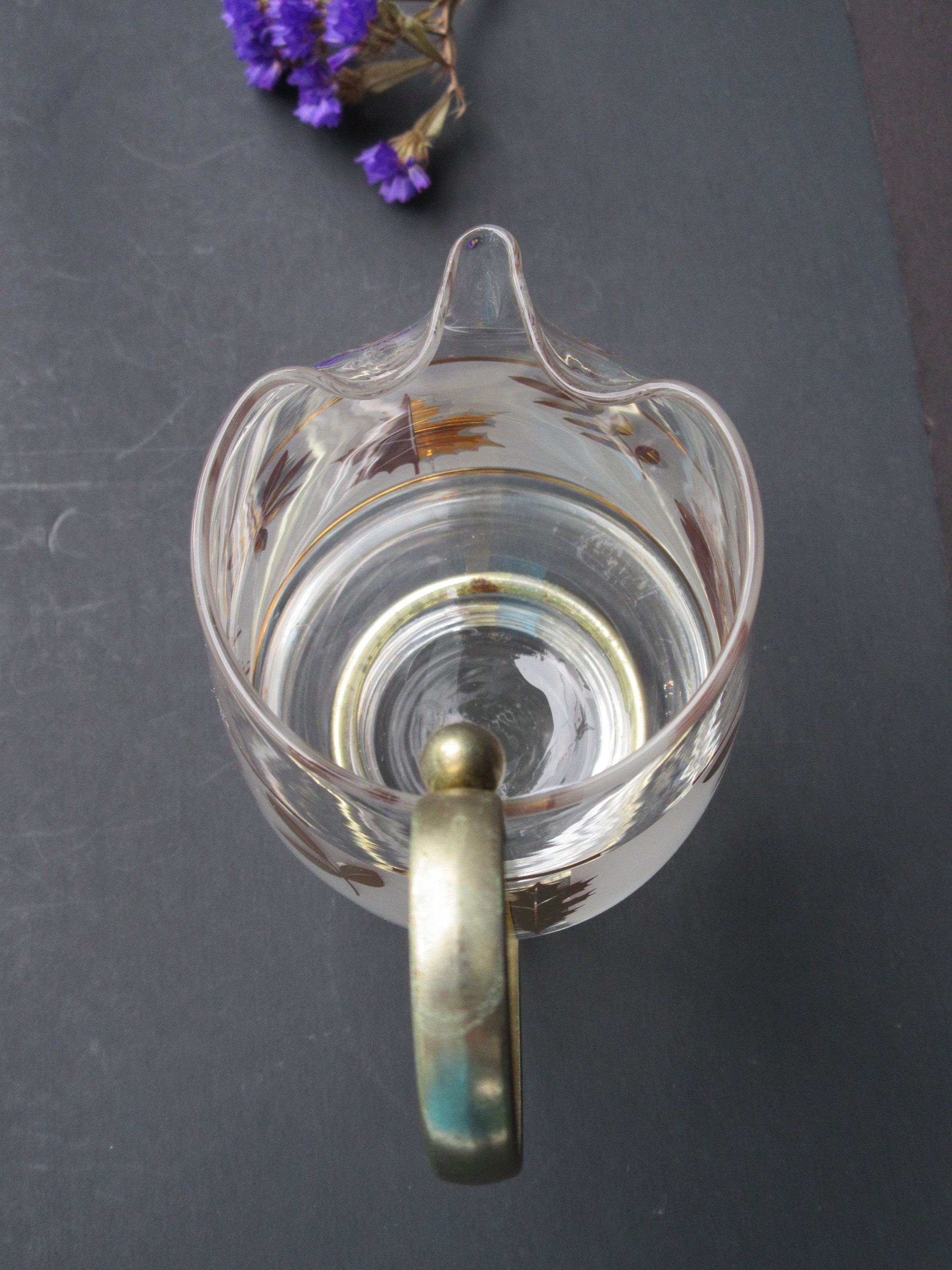 Libbey Small Pitcher Gold Vintage Clear Glass Milk Juice | Etsy