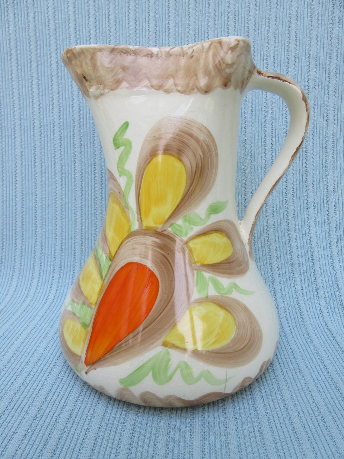 Pitcher Art Deco Myott England MCM Color Design Orange Yellow | Etsy