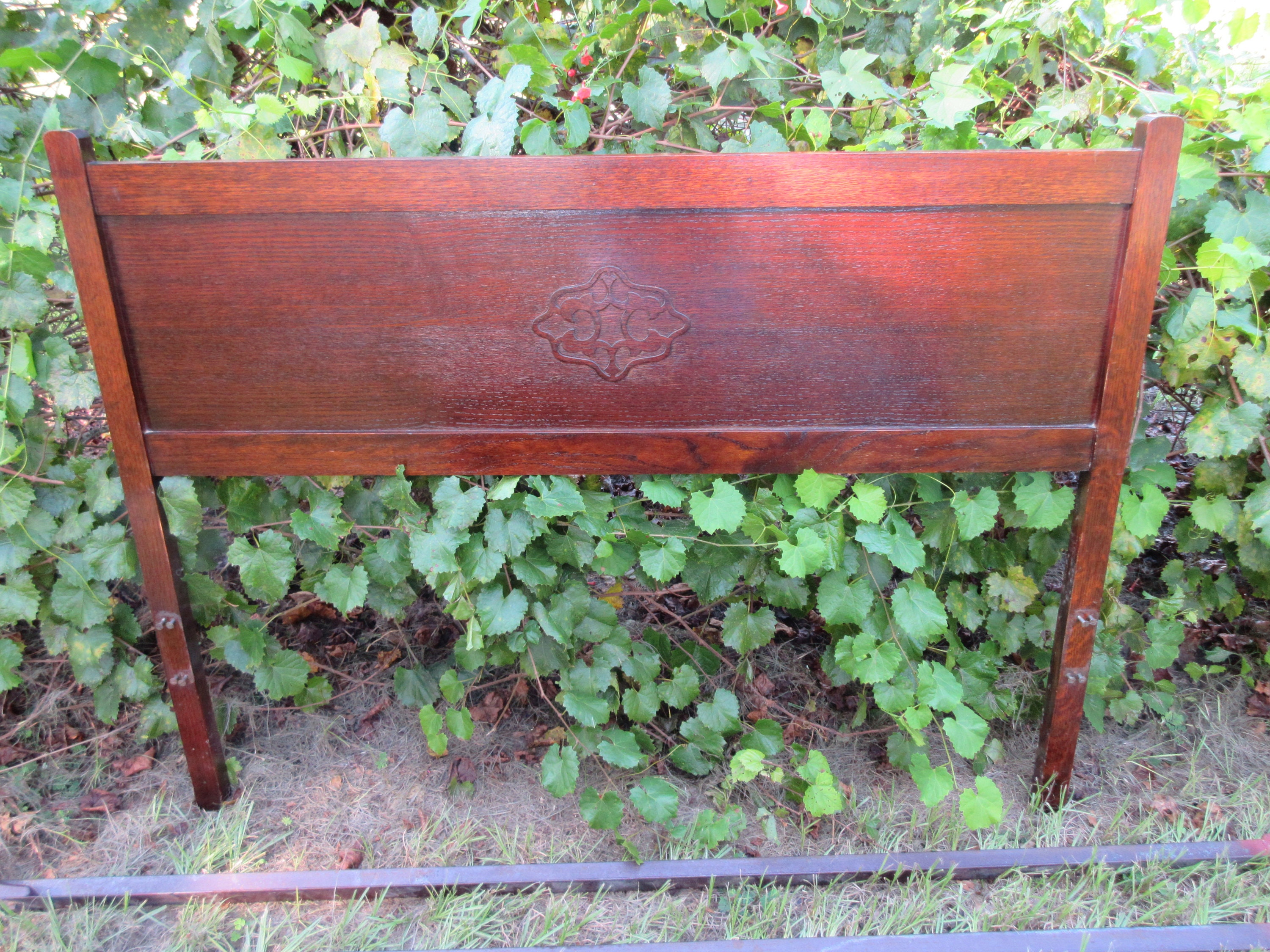 Antique Bed English Wood Bed Standard Full Double Headboard Footboard ...