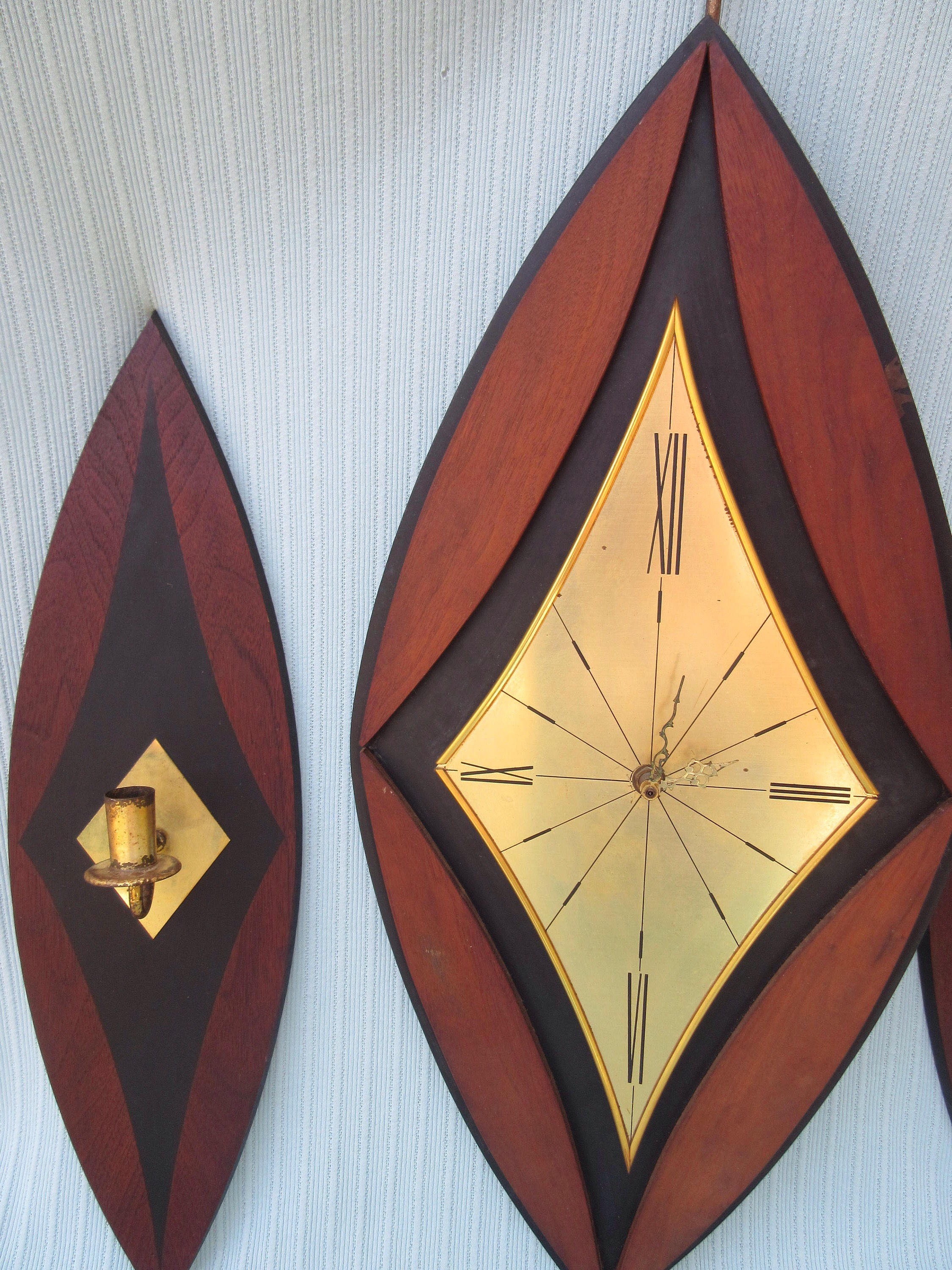 Clock & Sconces Matching Retro Vintage Danish Tall Brass Look | Etsy