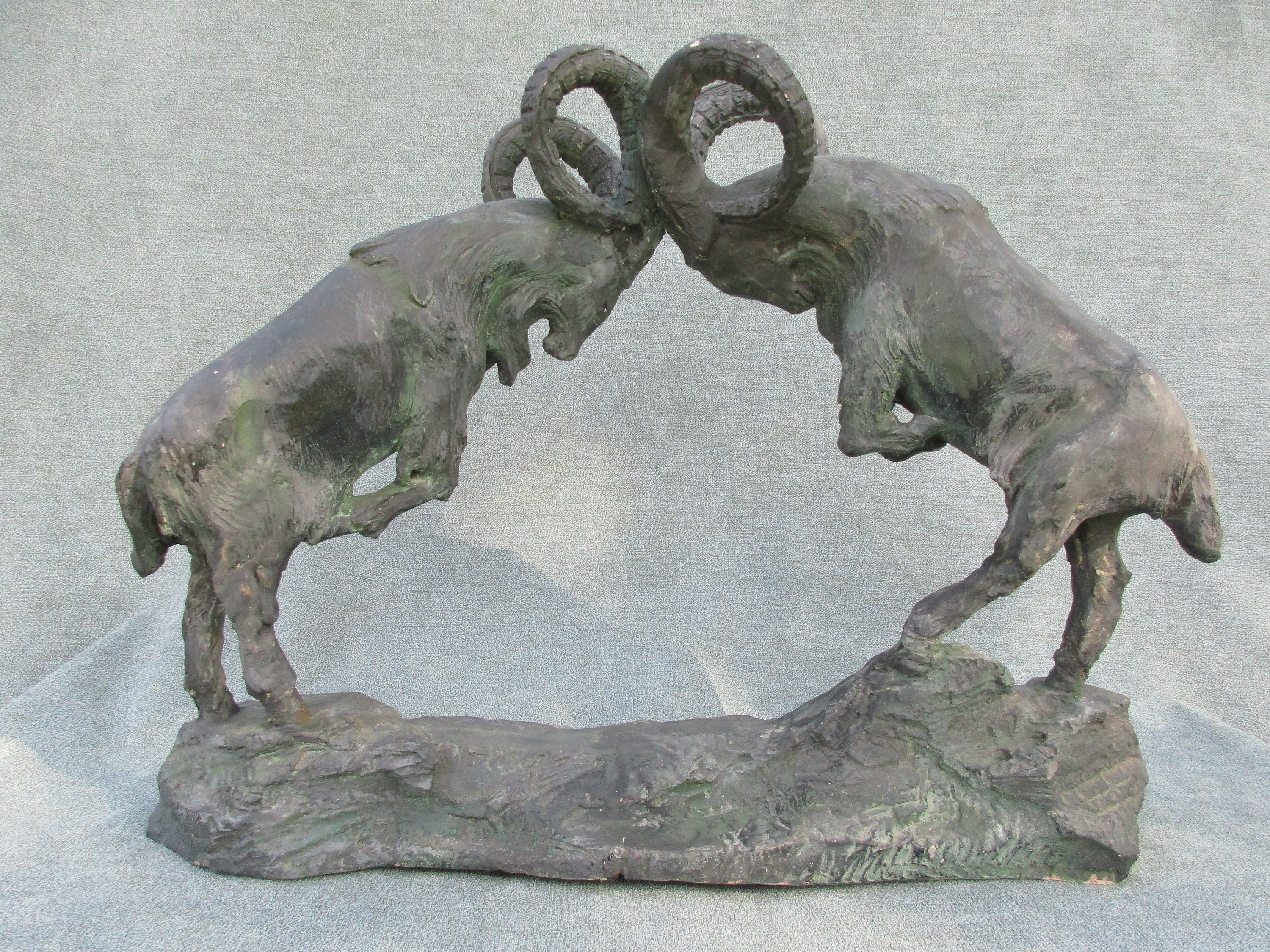 Vintage Austin Ram Statue 22 X 17" Heavy 25 Lb Figurine Rams Fighting ...