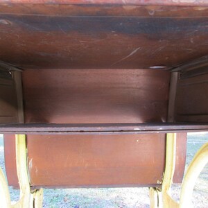 Antique Old School Desk Bench Seat Wood Seat & Desk Top on Sturdy Metal ...
