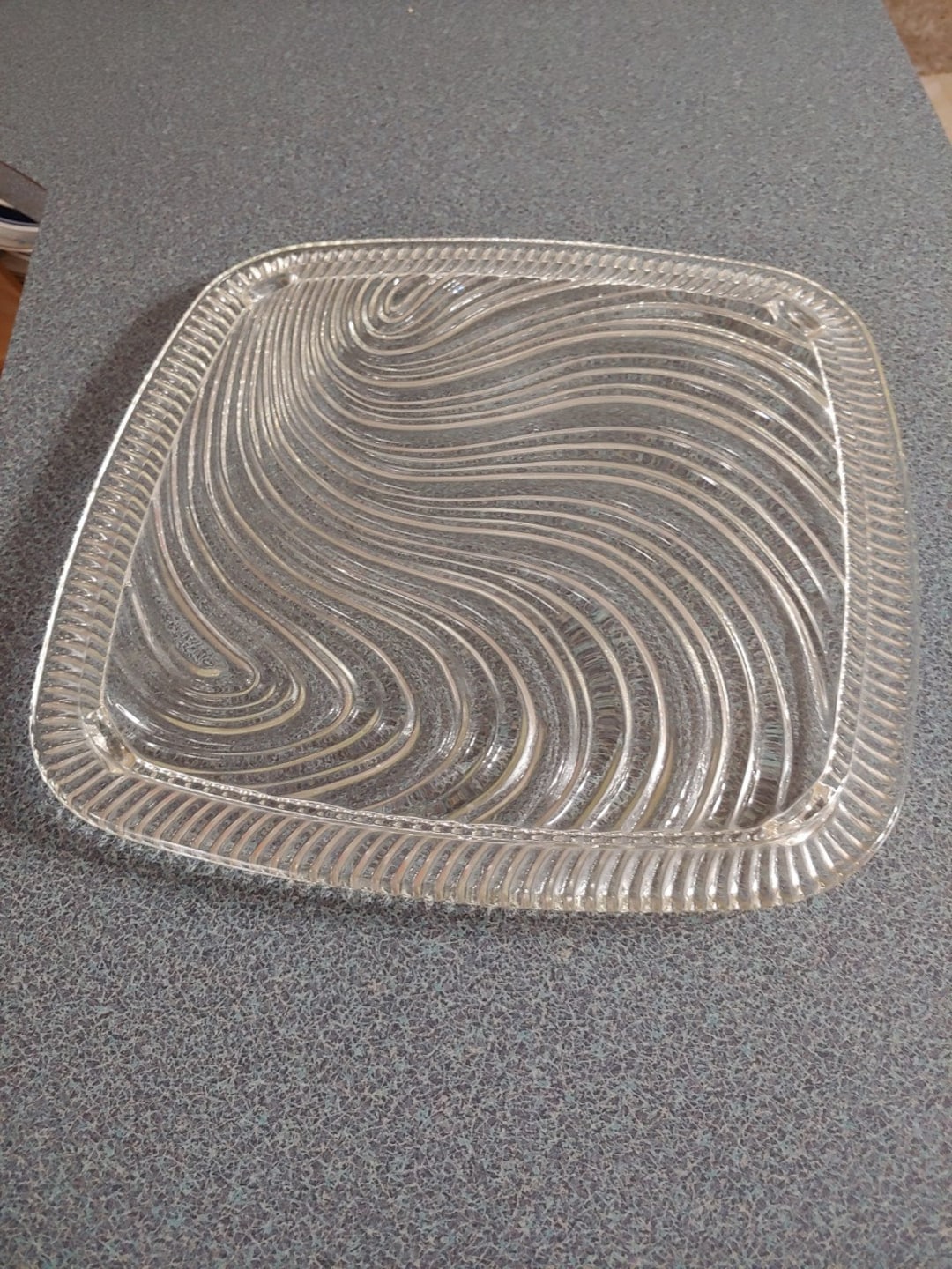Kromex Square Glass Swirl Cake Plate, Footed - Etsy