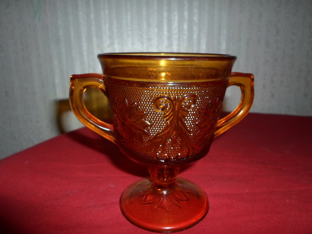Vintage Amber Tiara Sugar Bowl - Etsy