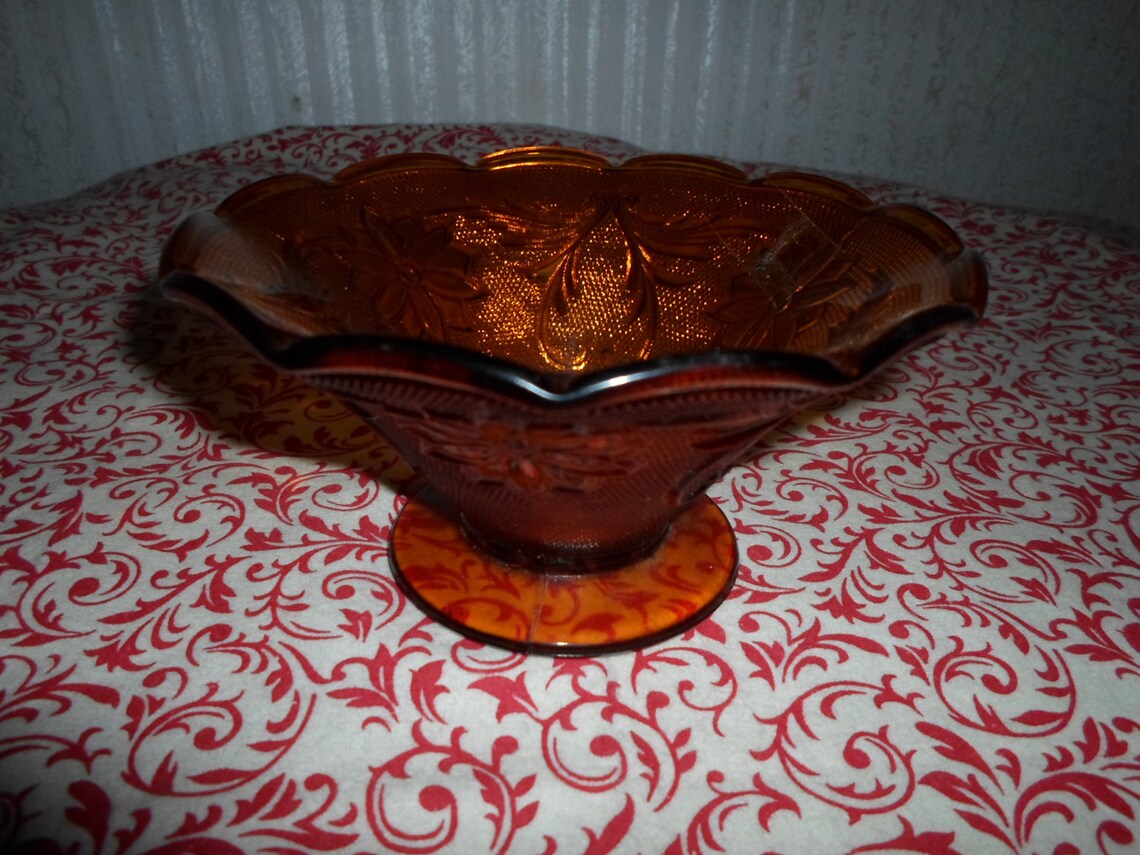 Vintage Amber Tiara Fluted Bowl - Etsy