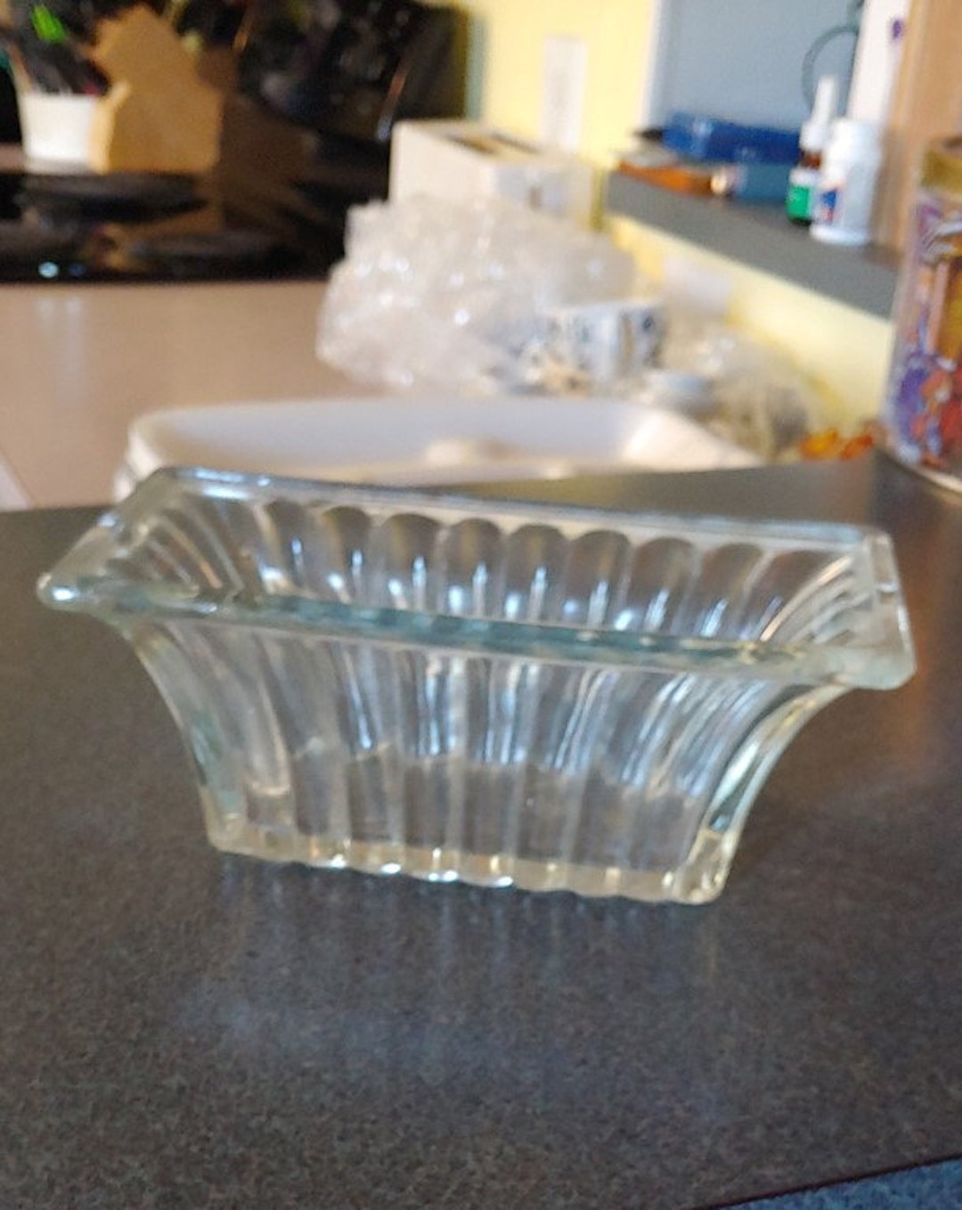 Clear Ribbed Glass Rectangular Dish - Etsy