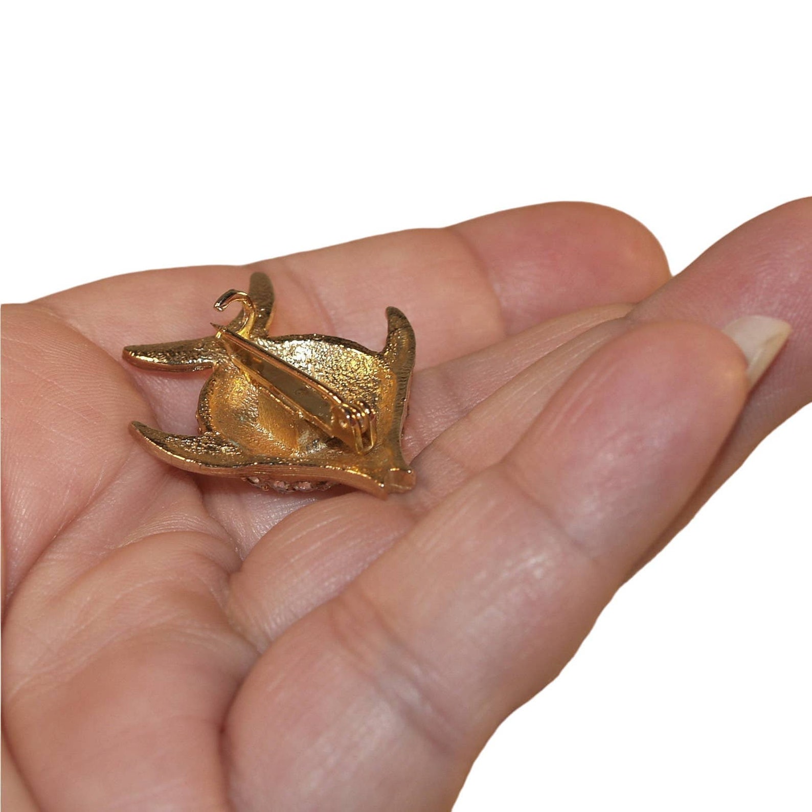 Vintage Gold Tone Pave Fish Pin - Etsy