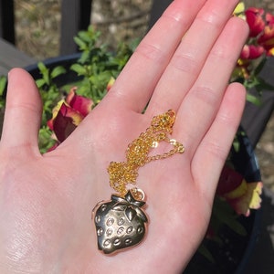 Gold Strawberry Locket Necklace - Etsy