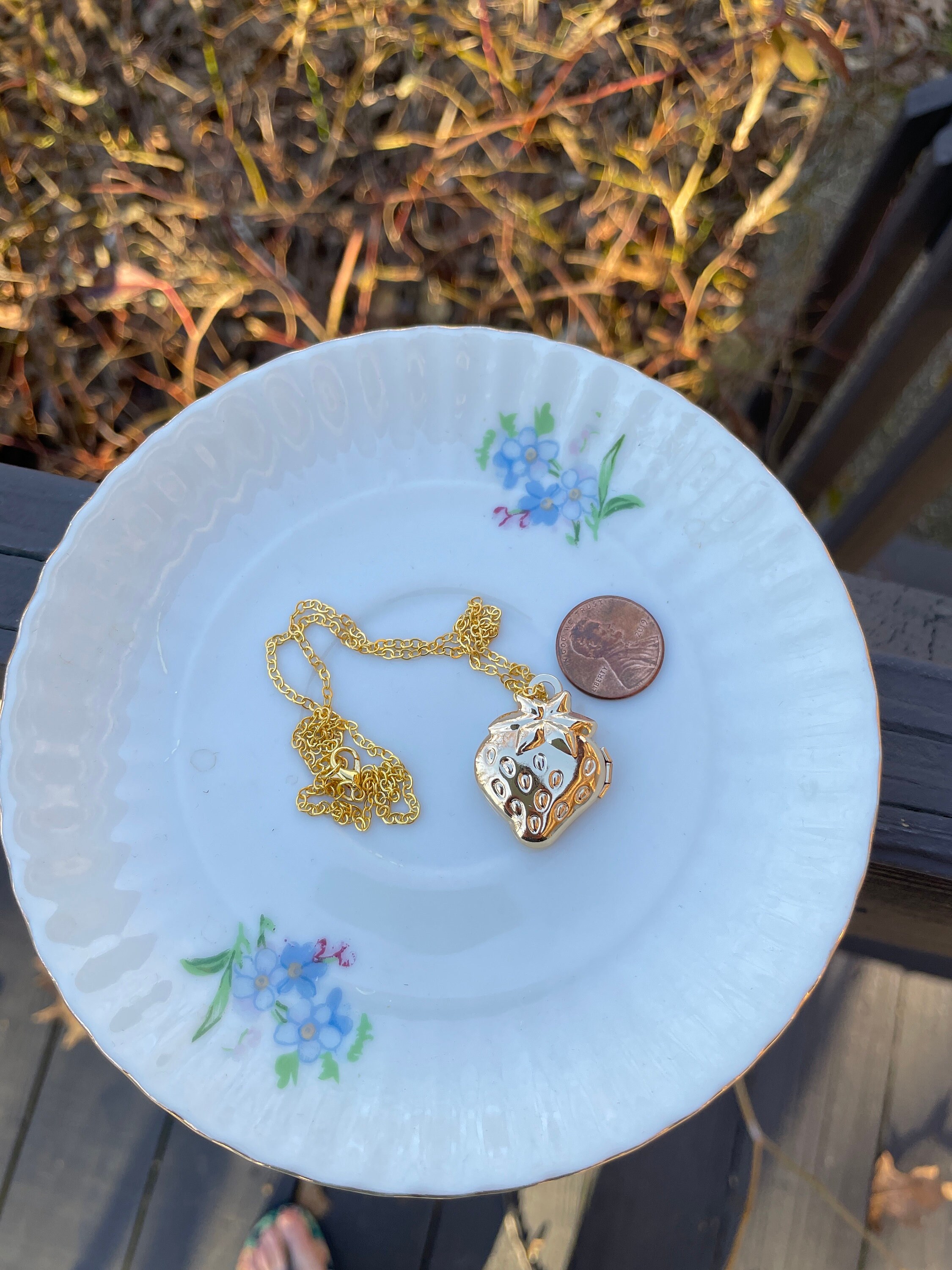 Gold Strawberry Locket Necklace - Etsy