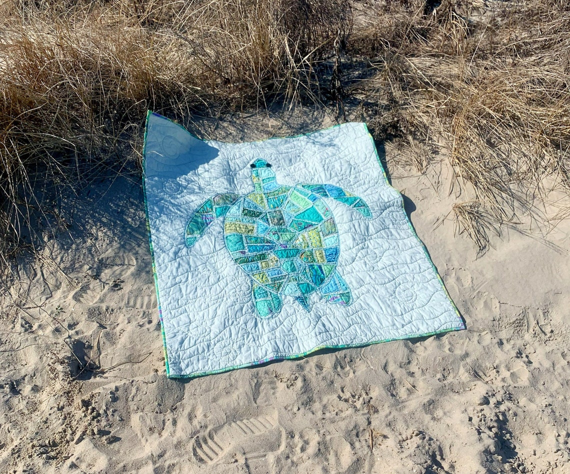 Turtle Quilt Pattern Raw Edge Applique Sea Turtle Quilt - Etsy