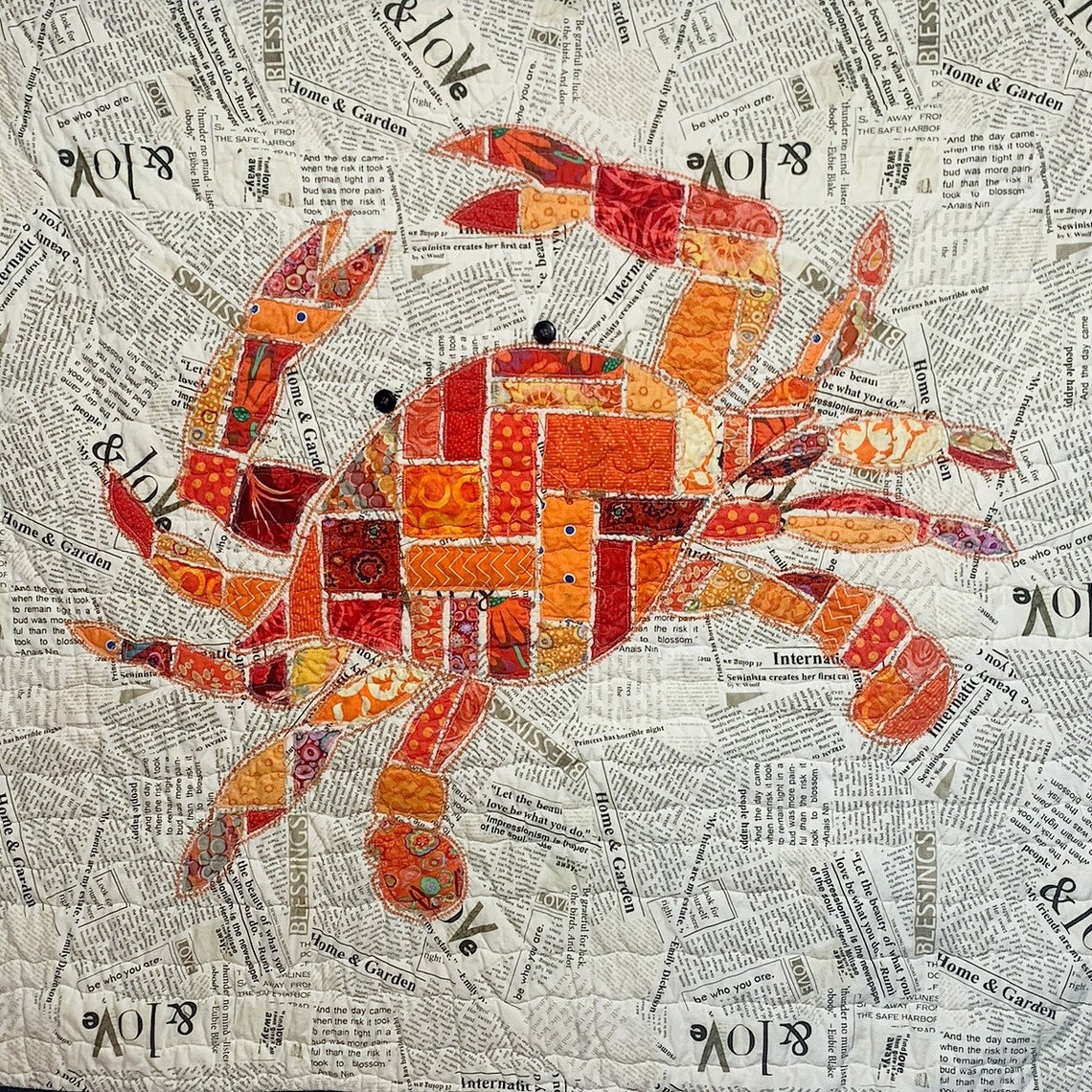 Crab Quilt Pattern Raw Edge Applique Chesapeake Bay Blue - Etsy