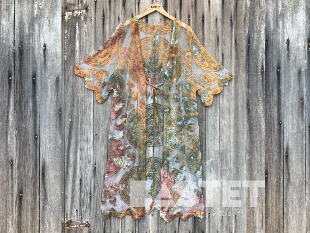 Ready to Ship Watercolor Ice Dye Lace Kimono - Artemis, Tie Dye Kimono ...