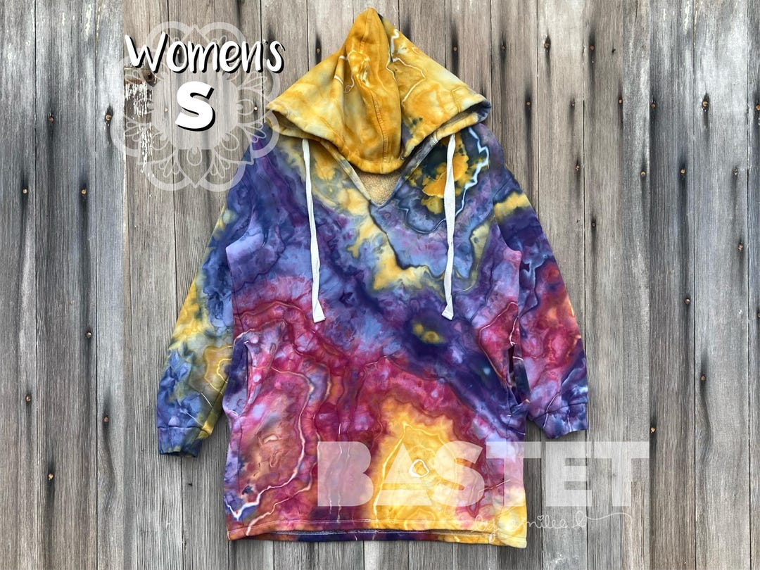 Small Ready to Ship, Watercolor Geode Tie Dye Mini Oversized Hoodie ...