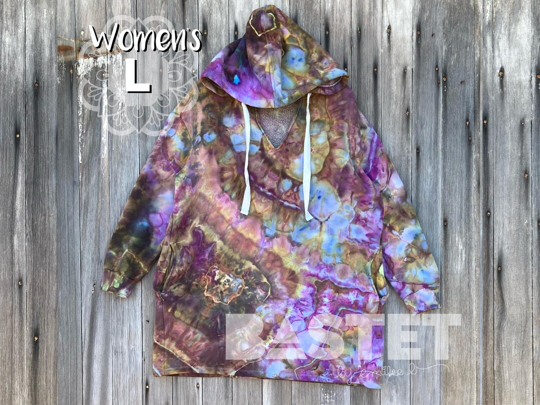 Large Ready to Ship, Watercolor Geode Tie Dye Mini Oversized Hoodie ...