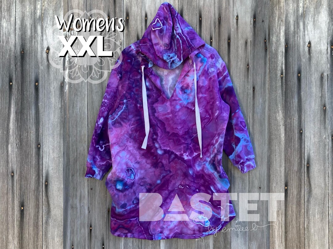 2X Ready to Ship, Watercolor Geode Tie Dye Mini Oversized Hoodie Tunic ...