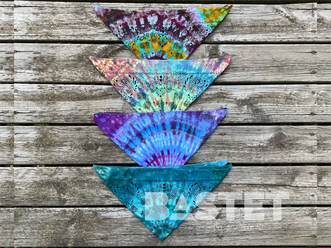 READY TO SHIP Hand Dyed Bandana, Spiral Tie Dye, Watercolor Tie Dye ...
