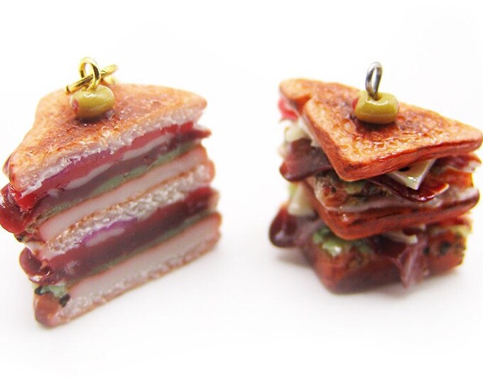 Club Sandwich Stack Charm, Polymer Clay Lunch Food Charm, Polymer Clay ...