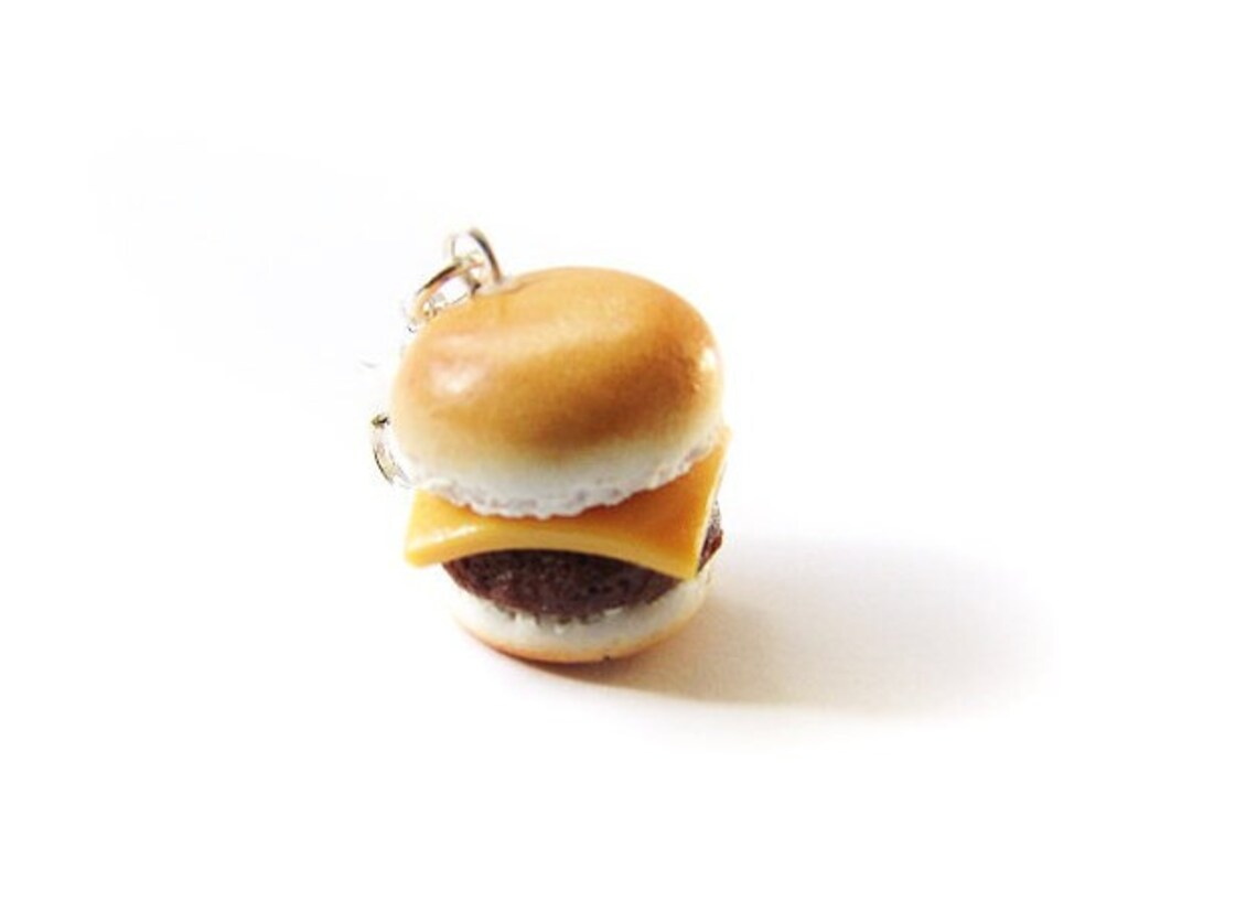 Cheeseburger Charm Miniature Food Jewelry Polymer Clay | Etsy
