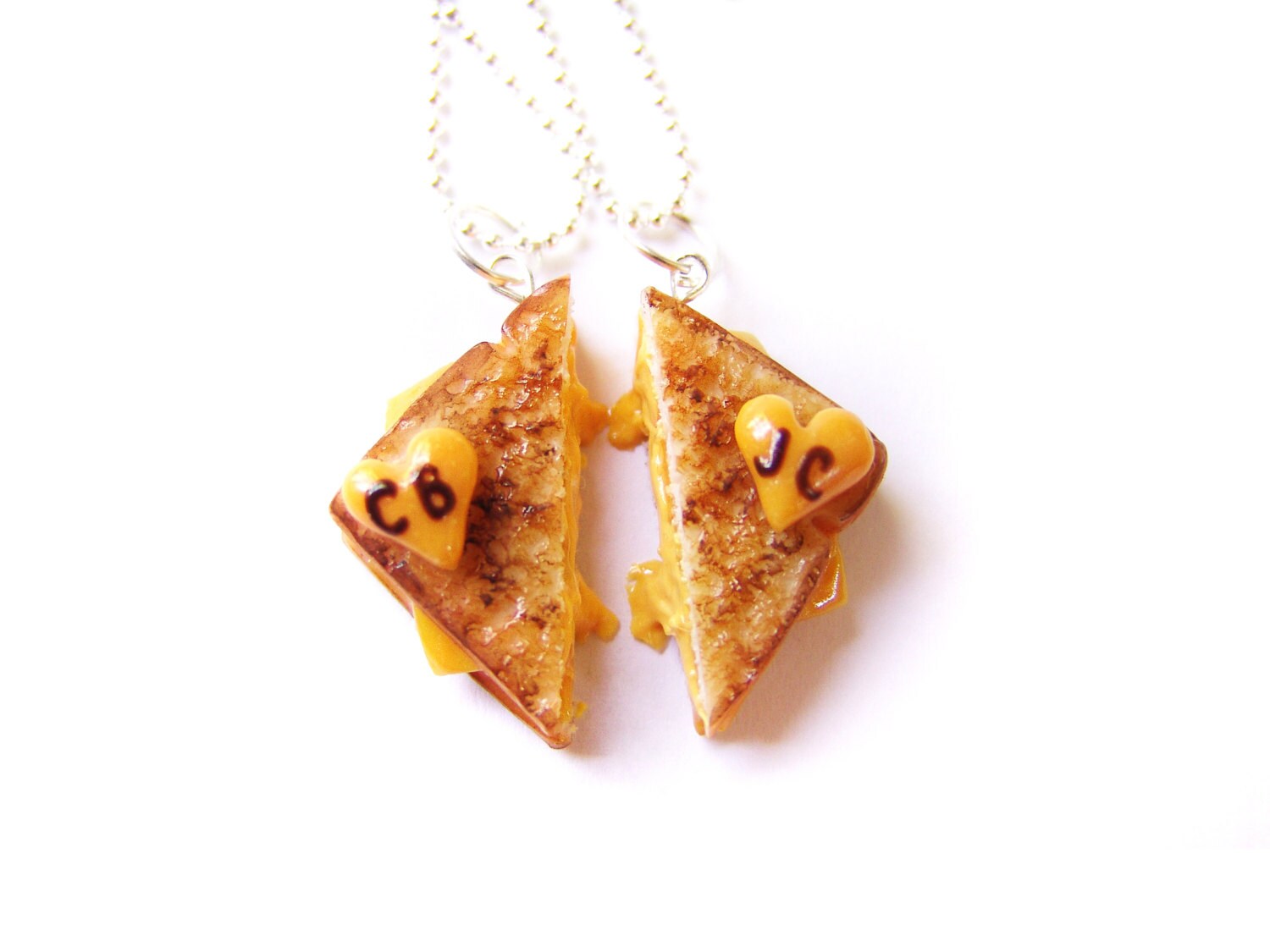 Heart Grilled Cheese Best Friend Necklaces Miniature Food - Etsy