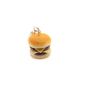 Little Double Cheeseburger Charm, Miniature Food Jewelry, Polymer Clay ...