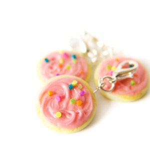 Pink Sprinkle Cookie Charm - Miniature Food Jewelry - Rainbow Sprinkle ...