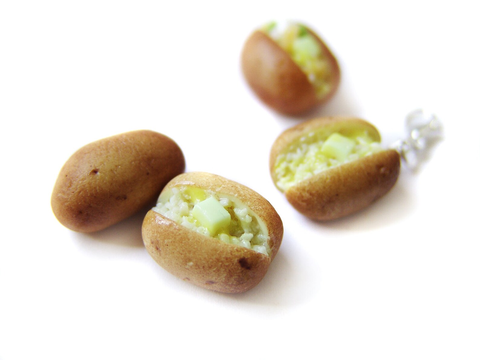 Baked Potato Charm, Polymer Clay Potato, Miniature Food Jewelry ...